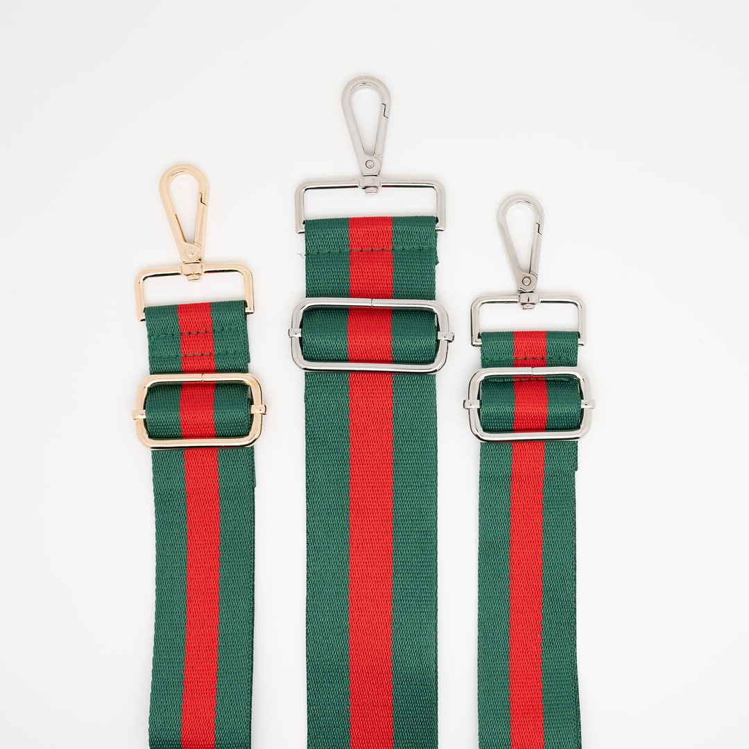 Red + Green Stripe (gold Hardware) Adjustable and Interchangeable Strap ...
