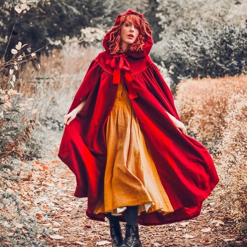 Maxi Hooded Cloak in Burgundy White and Yellow Wool Cloak | Etsy