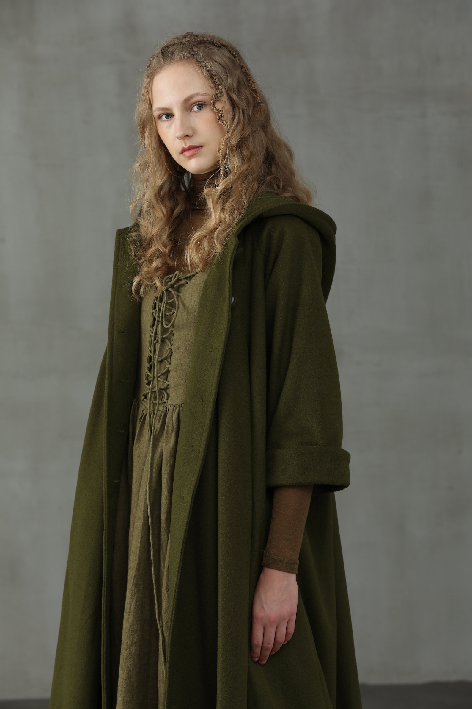 Hooded Wool Coat Jacket in Moss Green Retro Hooded Wool Coat - Etsy Canada