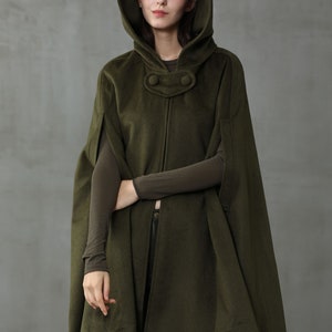 Blue Wool Cape, Oversized Hooded Cape, Hooded Wool Cape, Hooded Wool ...