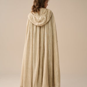 Hooded Linen Cloak, Maxi Linen Cloak Cape, Wedding Cloak, Medieval ...