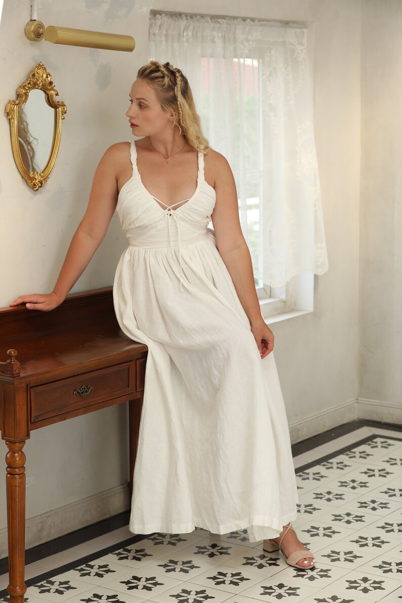 Plus Curve Linen Dress White Linen Dress Maxi Linen Dress - Etsy