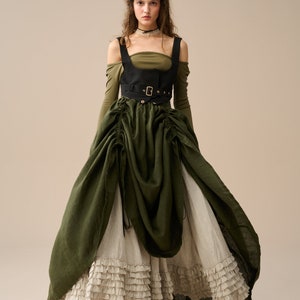 Victorian Long Linen Skirt, Punk Rock Gothic Skirt, Edwardian Skirt ...