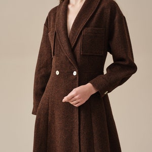 Maxi Wool Coat in Rust Brown, Women Coat, Double Breasted Coat, Winter ...