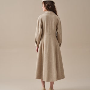 Maxi Wool Coat in Oat Cream, Women Coat, Double Breasted Coat, Winter Coat, Retro Coat, Warm ...