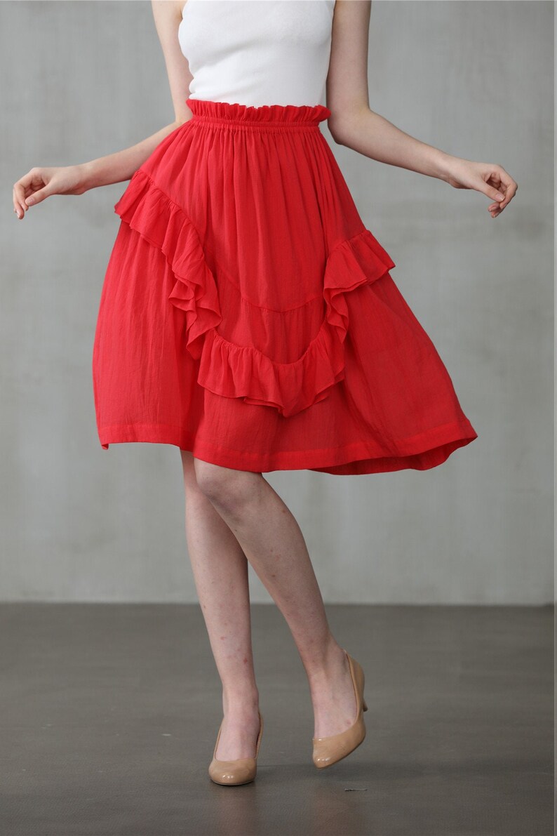Bud Skirtmidi Skirt Red Skirt Ruffle Skirt Mini Skirt - Etsy