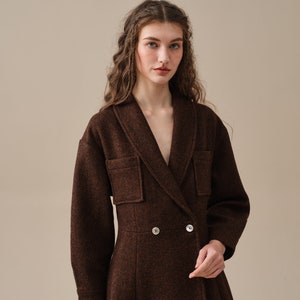 Maxi Wool Coat in Rust Brown, Women Coat, Double Breasted Coat, Winter ...
