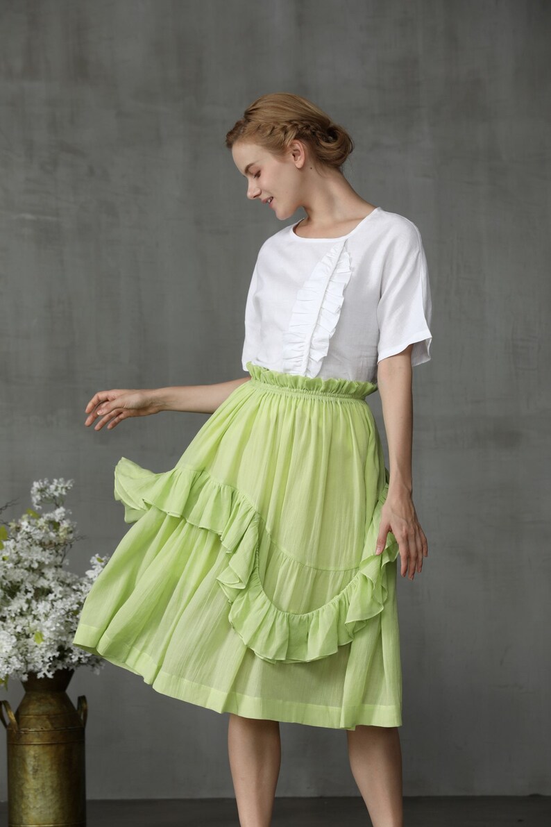 Skirt Ruffle Skirt Midi Skirt Blue Skirt Flared Skirt - Etsy