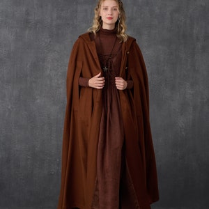 Hooded Wool Cloak Coat, Maxi Hooded Wool Coat Cloak, Medieval Cloak ...