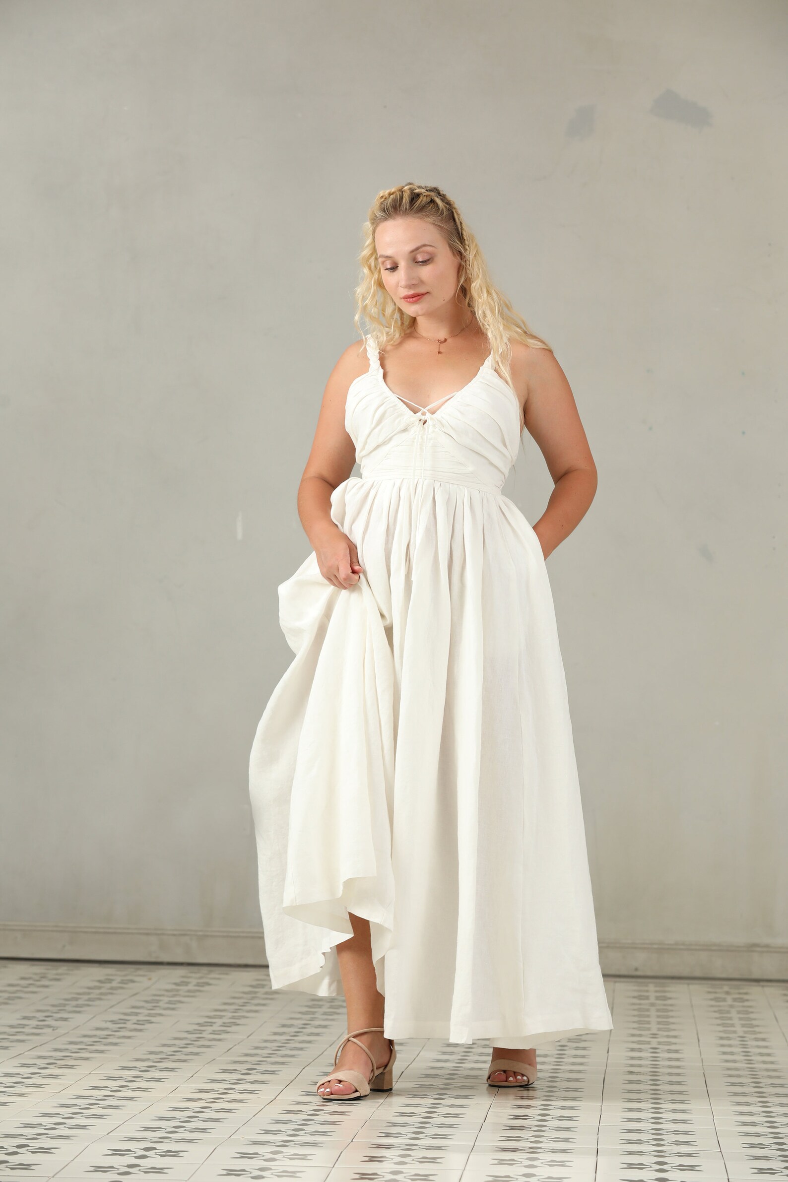 Plus Curve Linen Dress White Linen Dress Maxi Linen Dress - Etsy