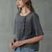 French Linen Top Blouse in Gray/white, Earth Day Top, Linen Shirt ...