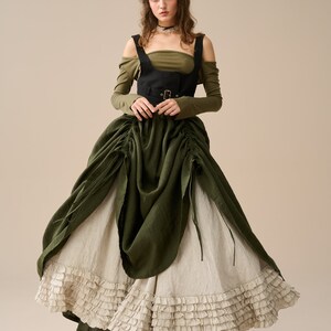 Victorian Long Linen Skirt, Punk Rock Gothic Skirt, Edwardian Skirt ...