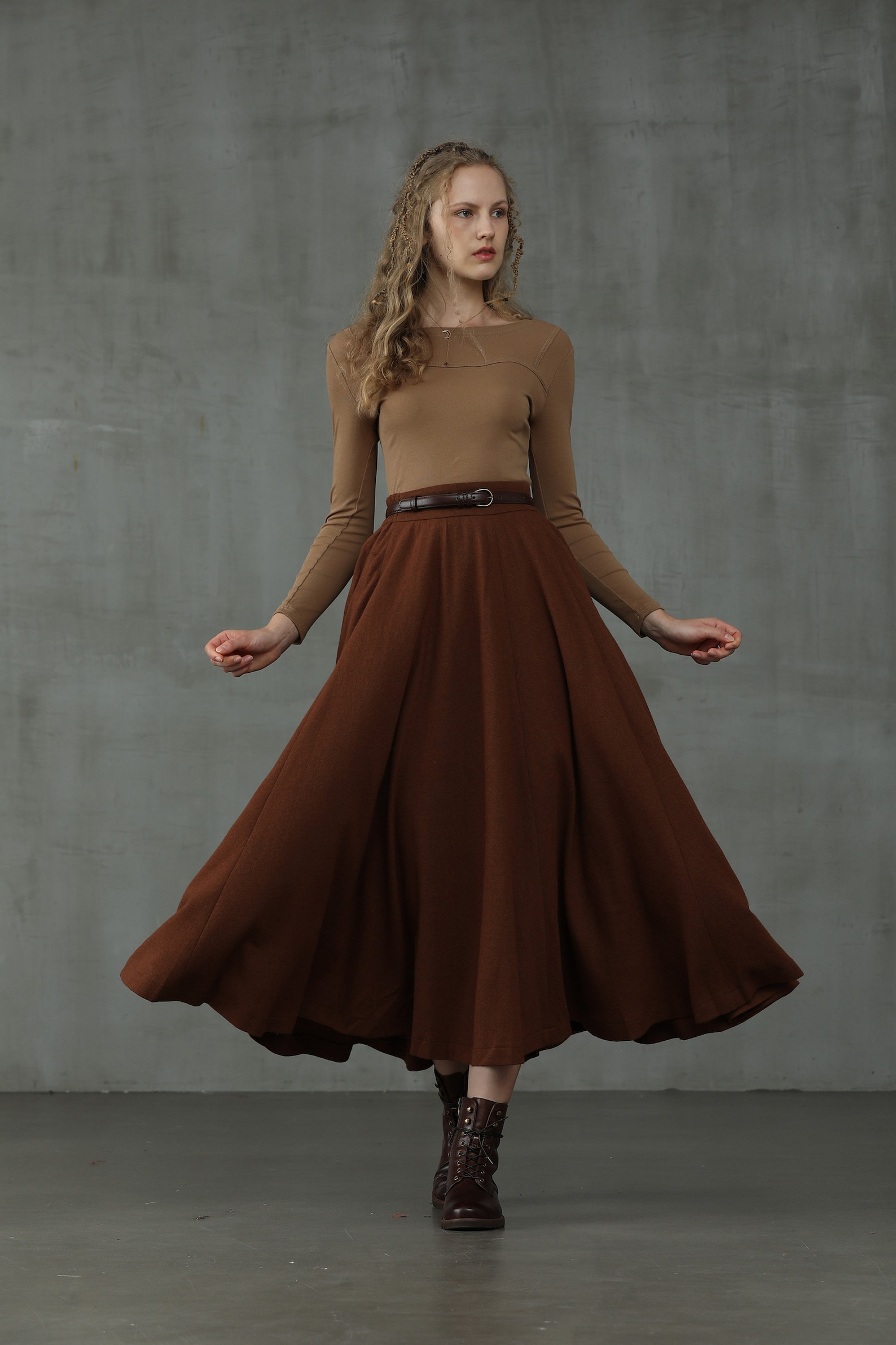 Wool Skirt Brown Winter Wool Skirt Midi Wool Skirt Black - Etsy