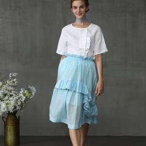 Skirt, Ruffle Skirt, Midi Skirt, Blue Skirt, Flared Skirt, Circle Skirt ...