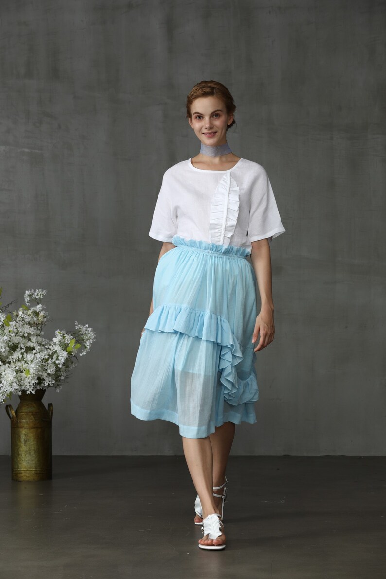 Skirt Ruffle Skirt Midi Skirt Blue Skirt Flared Skirt - Etsy