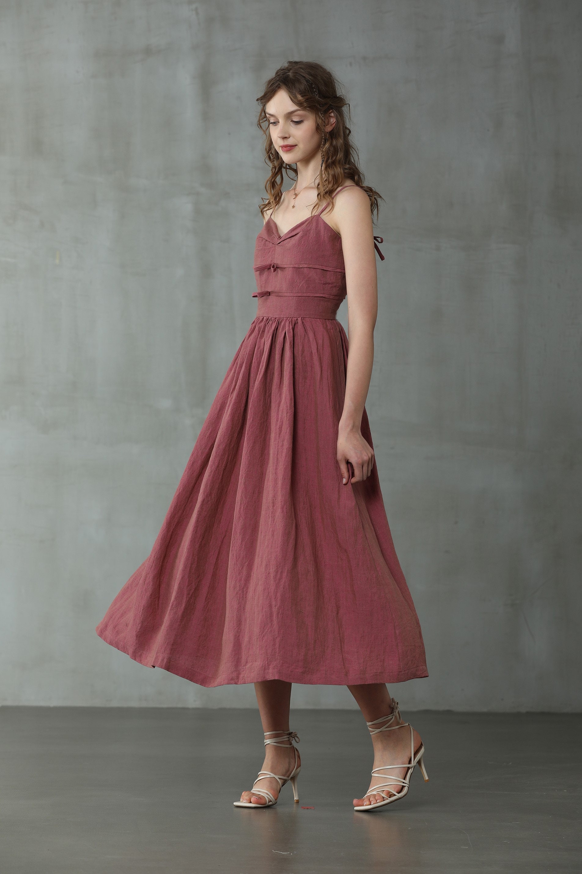 Linen Dress in Lilac Slip Linen Dress Party Dress Pleated | Etsy