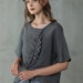 French Linen Top Blouse in Gray/white, Earth Day Top, Linen Shirt ...