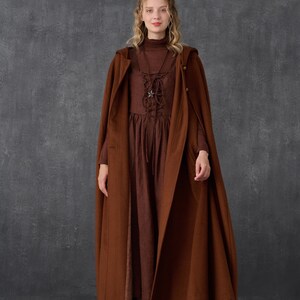 Hooded Wool Cloak Coat, Maxi Hooded Wool Coat Cloak, Medieval Cloak ...