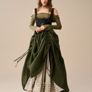 Victorian Long Linen Skirt, Punk Rock Gothic Skirt, Edwardian Skirt ...