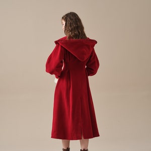 Hooded Wool Coat in Red, Maxi Coat, Elegant Coat, Winter Coat,warm Coat ...