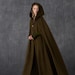 Maxi Hooded Wool Coat Cloak in Olive Medieval Cloak - Etsy