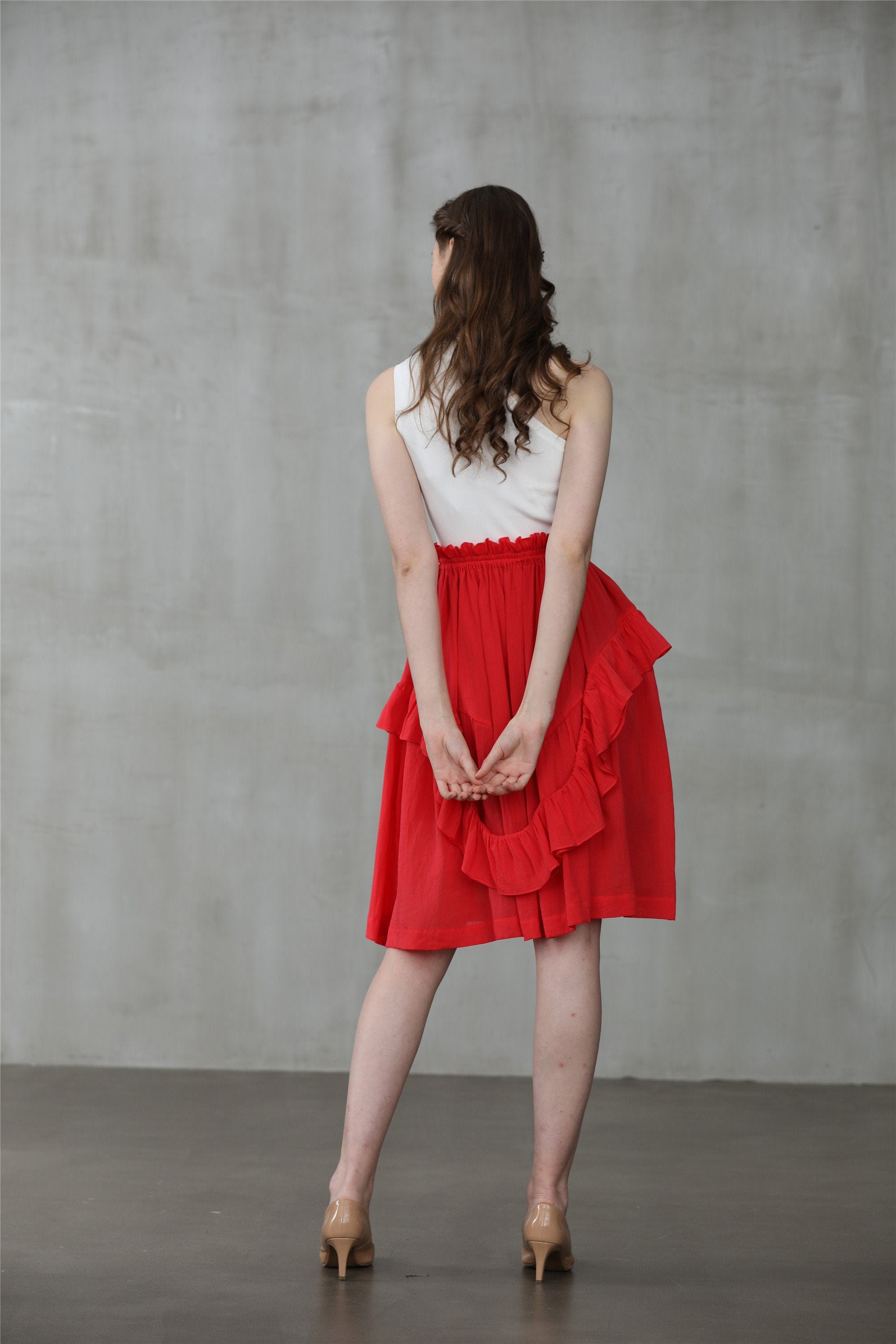 Bud Skirtmidi Skirt Red Skirt Ruffle Skirt Mini Skirt | Etsy