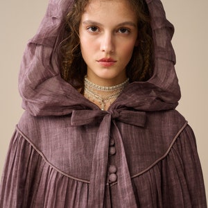 Hooded Linen Cloak in Purple, Maxi Linen Cloak Cape, Wedding Cloak ...