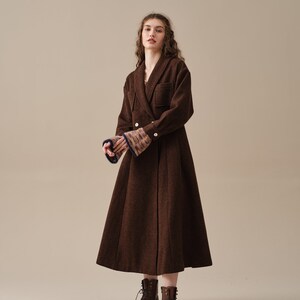 Maxi Wool Coat in Rust Brown, Women Coat, Double Breasted Coat, Winter ...