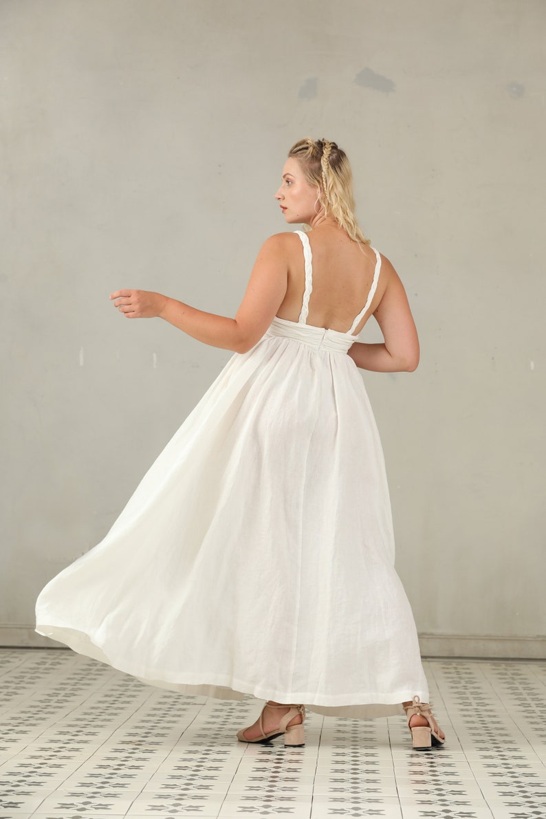 Plus Curve Linen Dress White Linen Dress Maxi Linen Dress - Etsy