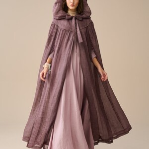 Hooded Linen Cloak in Purple, Maxi Linen Cloak Cape, Wedding Cloak ...