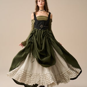 Victorian Long Linen Skirt, Punk Rock Gothic Skirt, Edwardian Skirt ...