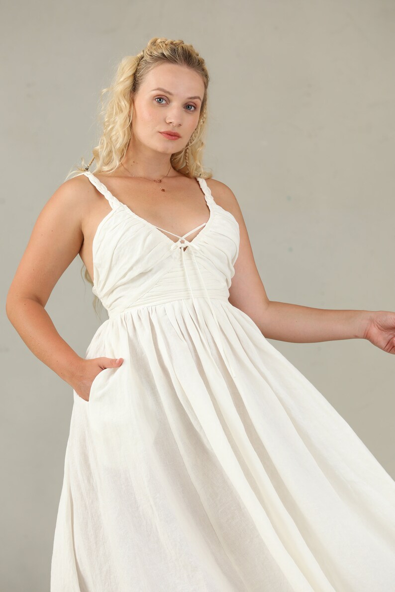 Plus Curve Linen Dress White Linen Dress Maxi Linen Dress - Etsy
