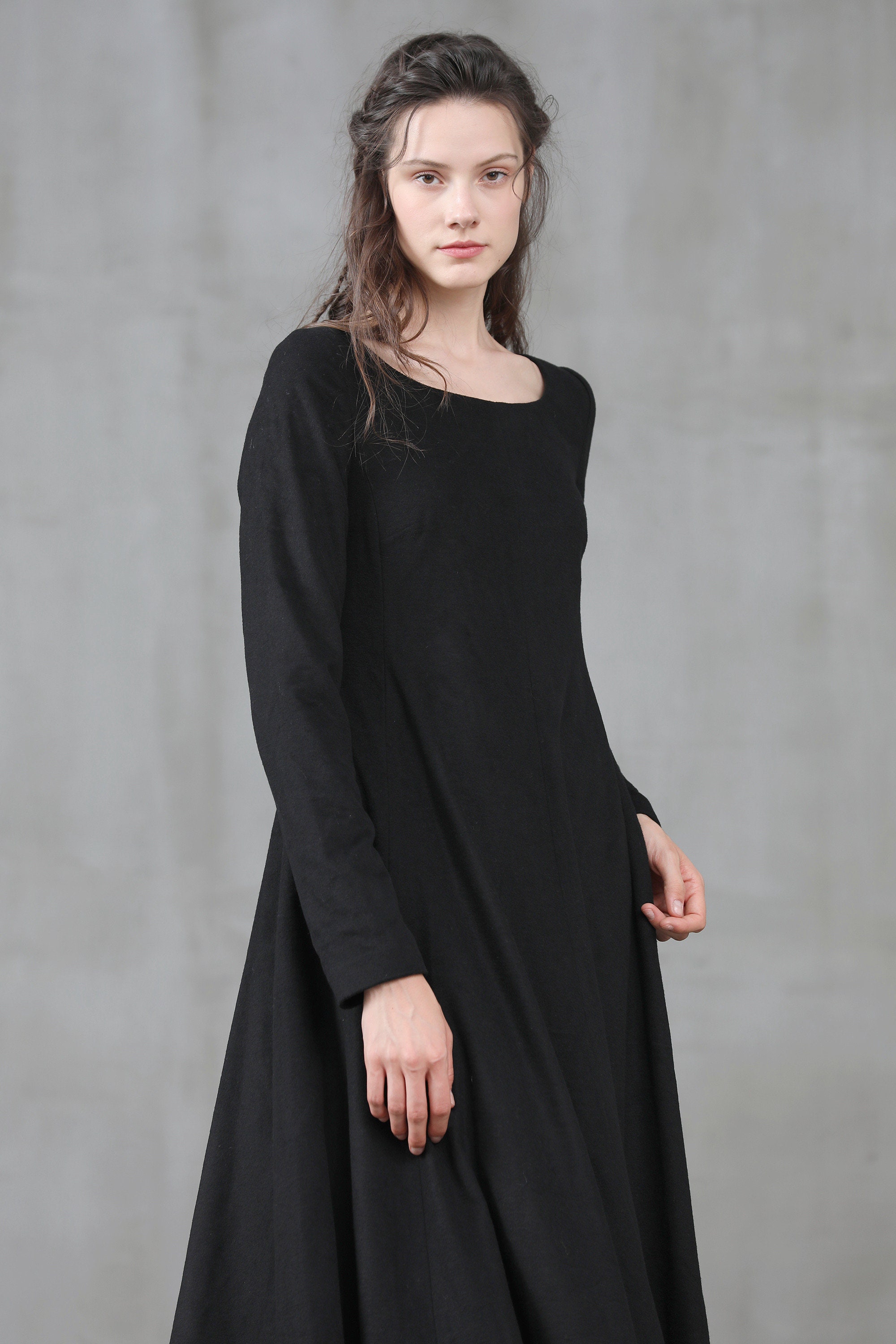 Black Wool Dress Winter Dress Little Black Dress Longsleeve - Etsy Denmark