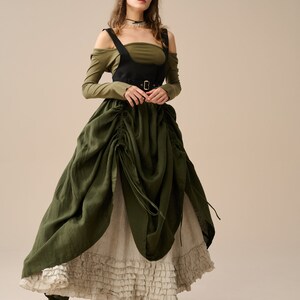 Victorian Long Linen Skirt, Punk Rock Gothic Skirt, Edwardian Skirt ...