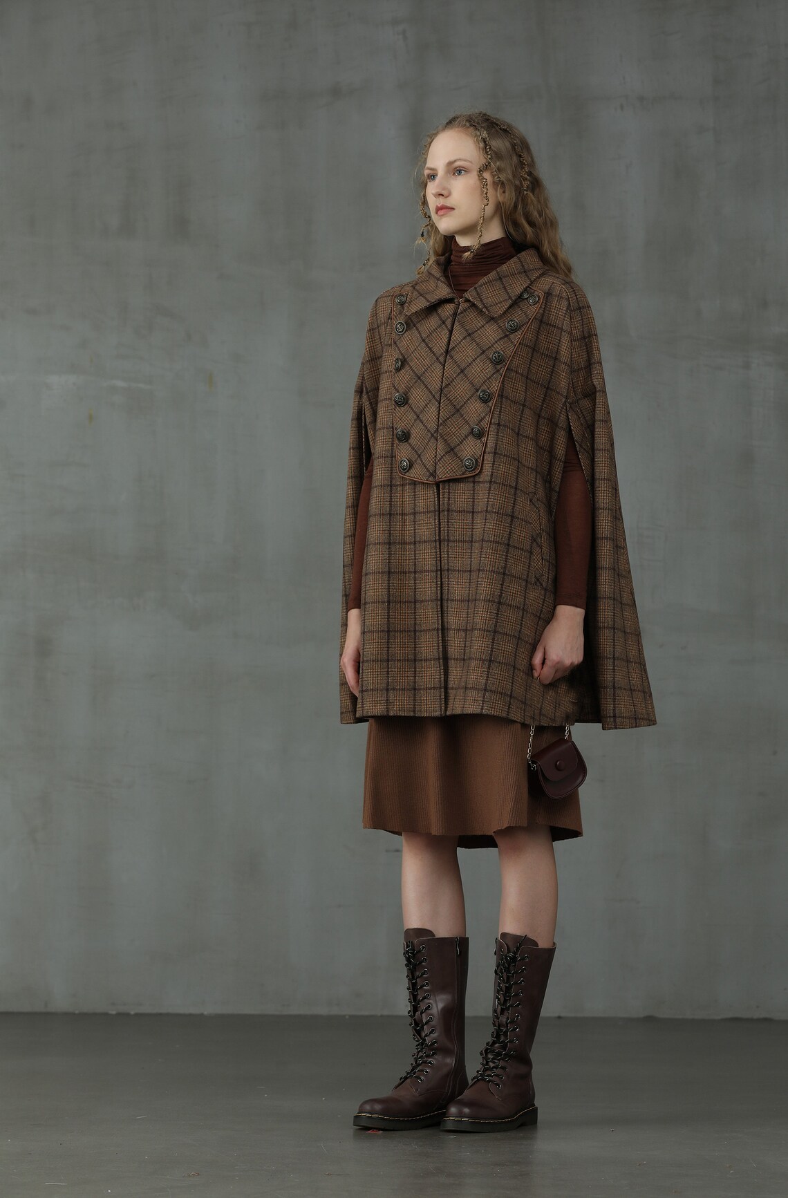 Double Breasted Wool Cloak Tartan Wool Cloak Cape Wool Coat - Etsy