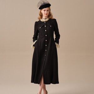 Elegant Wool Dress in Black, Maxi Wool Dress, Winter Dress, Evening ...