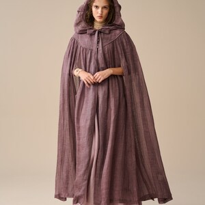 Hooded Linen Cloak in Purple, Maxi Linen Cloak Cape, Wedding Cloak ...