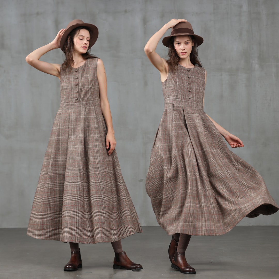 Check Wool Dress Wool Winter Dress Vintage Plaid Dress - Etsy