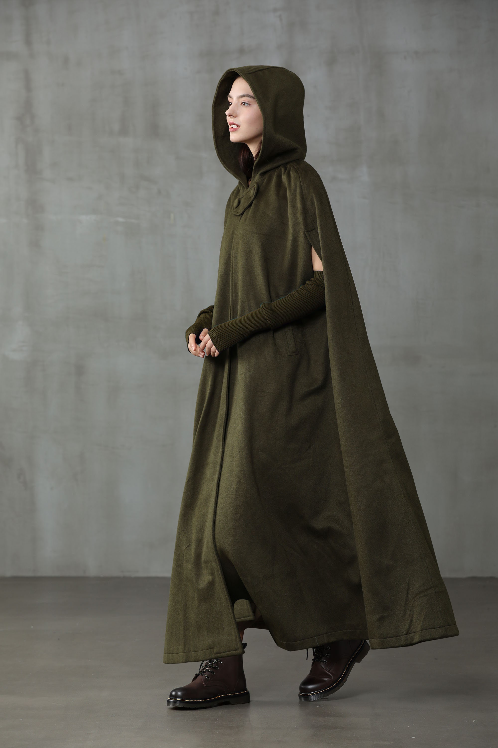 Wool Hooded Coat Cloak Maxi Hooded Wool Coat Cloak 100% - Etsy UK