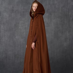 Hooded Wool Cloak Coat, Maxi Hooded Wool Coat Cloak, Medieval Cloak ...