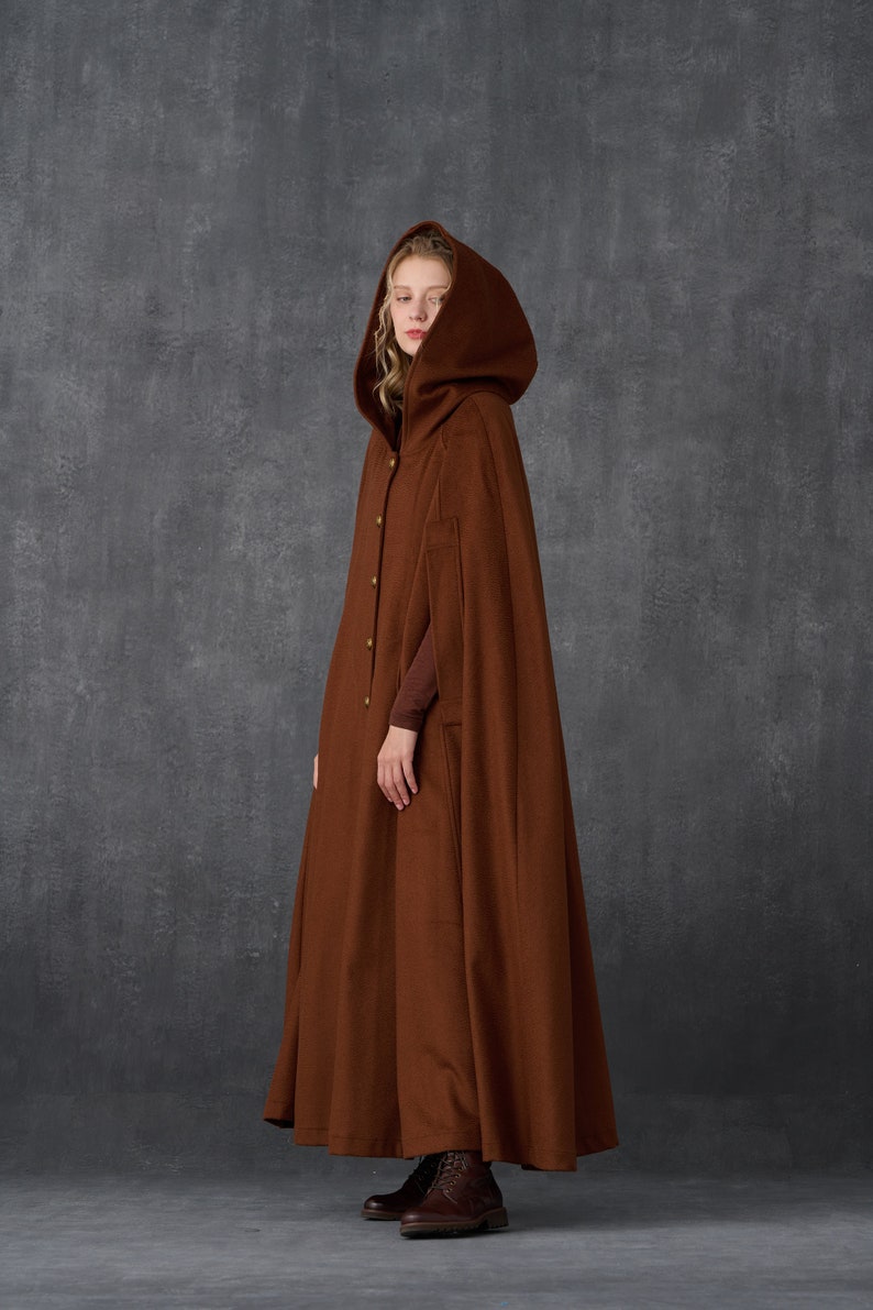 Hooded Wool Cloak Coat Maxi Hooded Wool Coat Cloak Medieval - Etsy