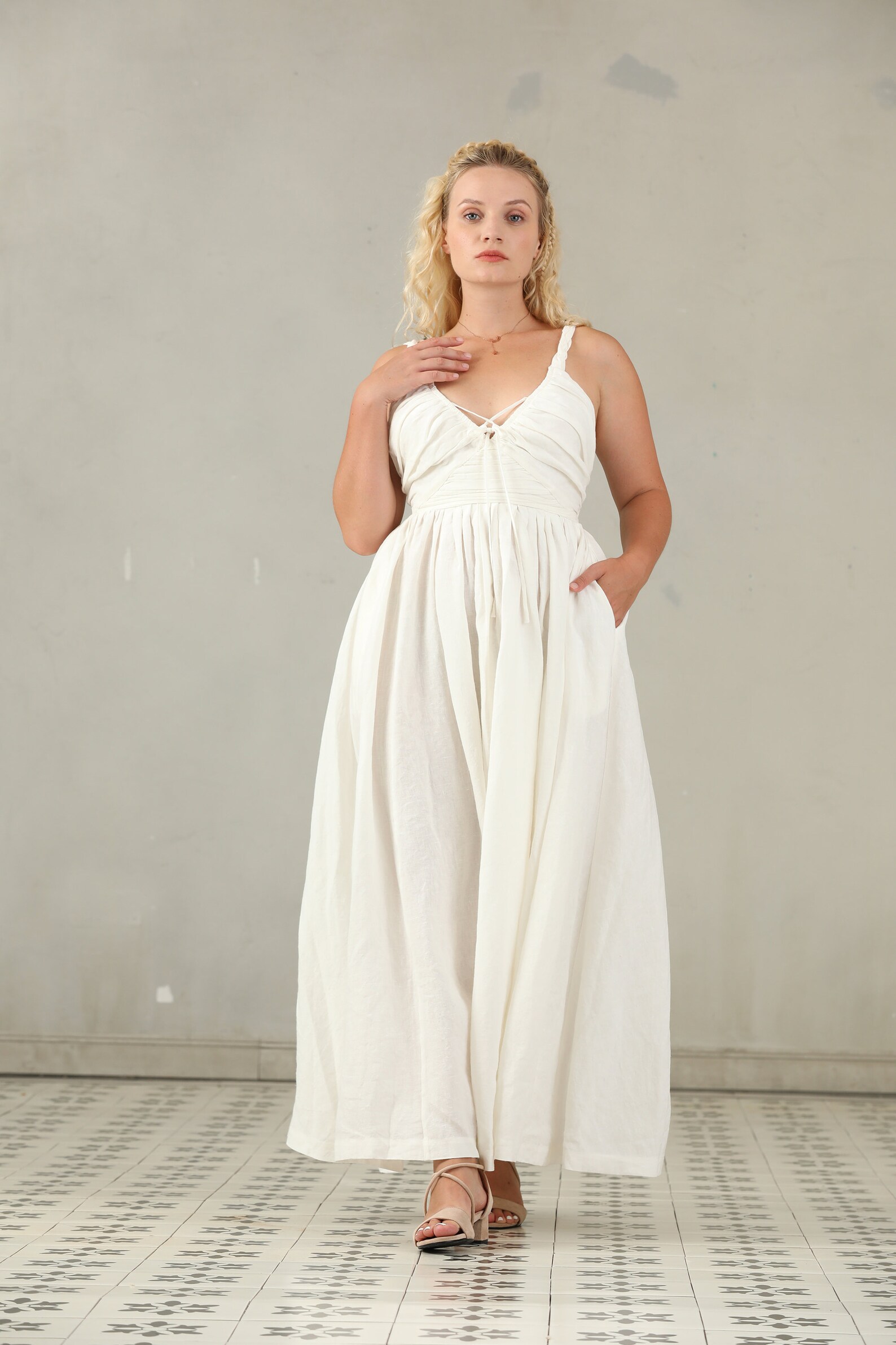 Plus Curve Linen Dress White Linen Dress Maxi Linen Dress - Etsy