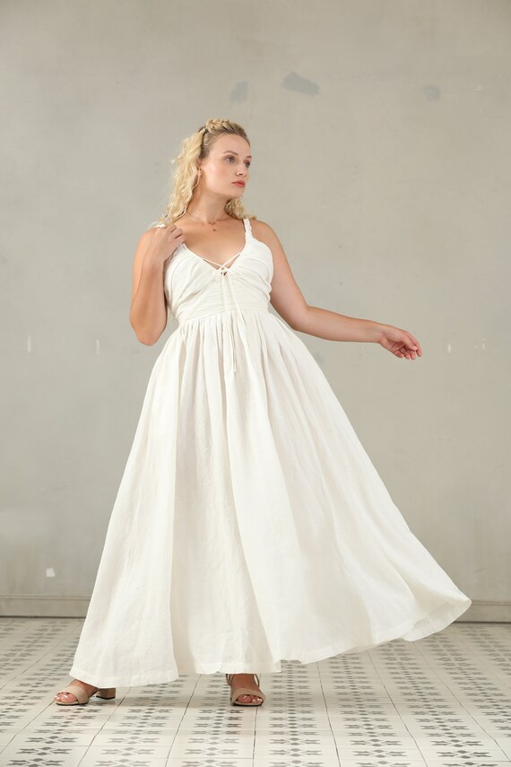 Plus Curve Linen Dress White Linen Dress Maxi Linen Dress - Etsy