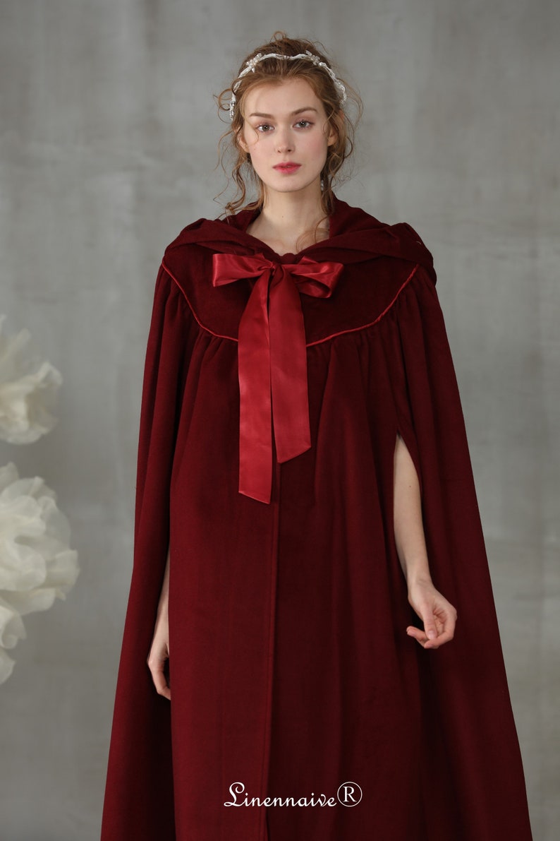 Maxi Hooded Wool Cloak in Wine Red Wool Cape Maxi Cape - Etsy