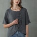 French Linen Top Blouse in Gray/white, Earth Day Top, Linen Shirt ...
