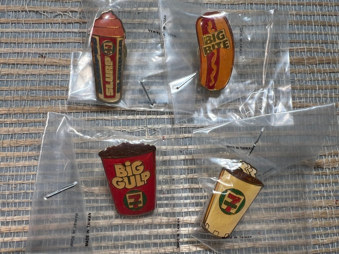 Vintage 7 Eleven Hat Pin Lot Slurpee Slurp Big Gulp Big Bite Hot Dog ...