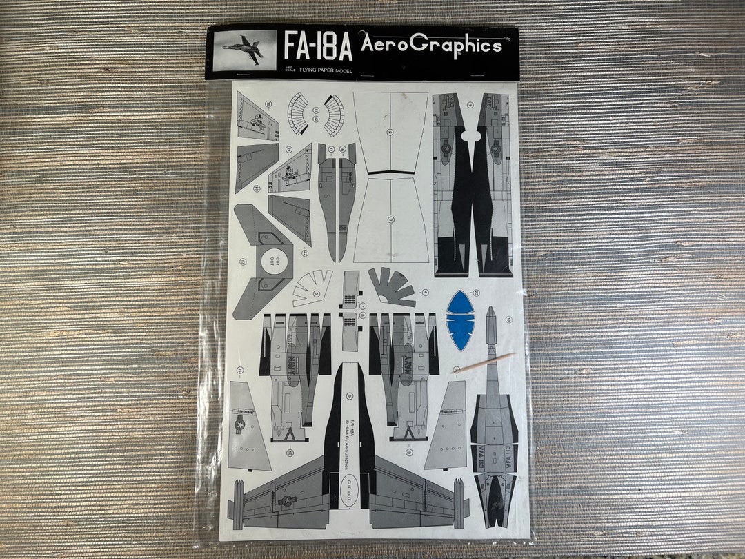 Vintage FA-18A Flying Paper Model Kit 1988 Aerographics Airplane 1/60 ...