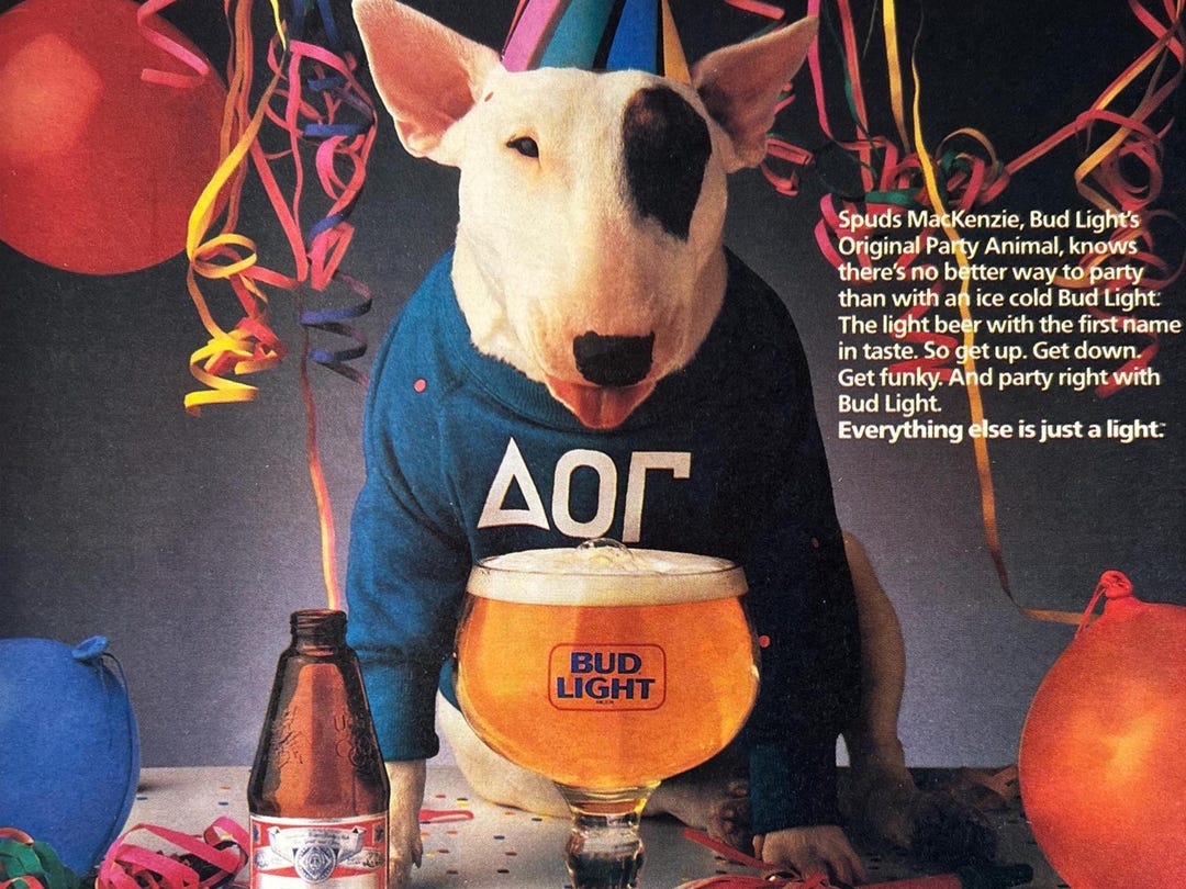 Vintage Bud Light Beer Spuds Mackenzie 1987 Magazine Print Ad the ...