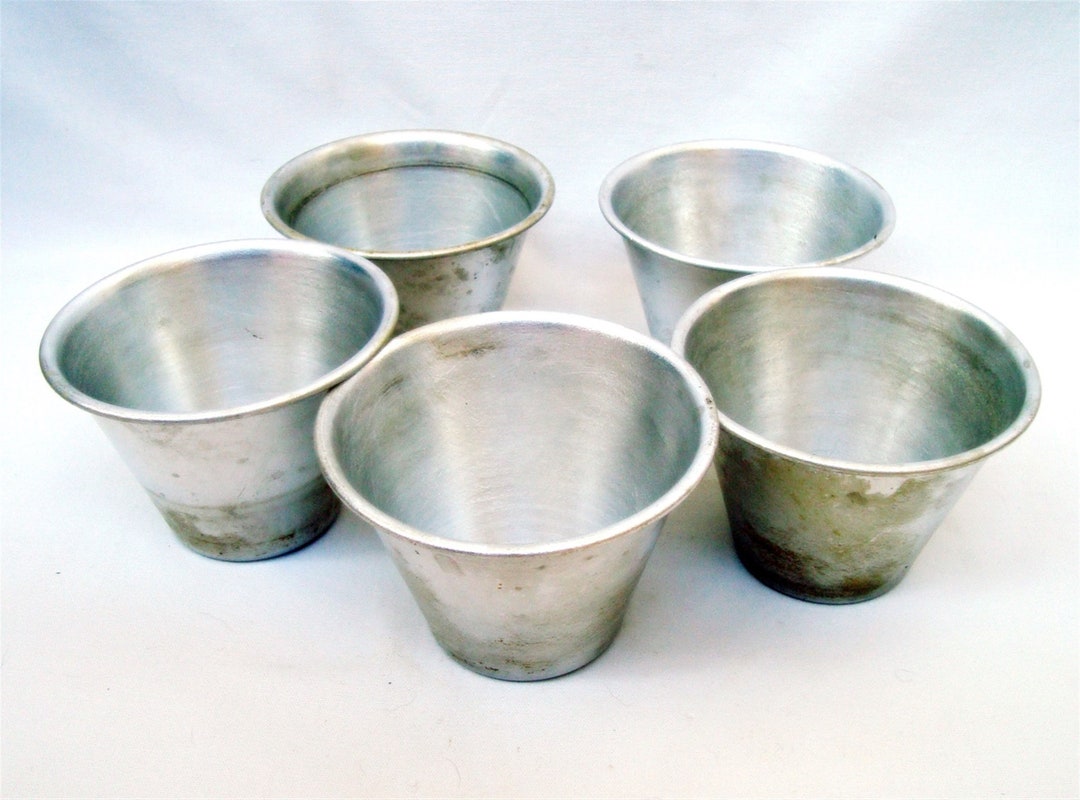 Vintage Caramel Aluminum Cups Set of 5 Cups for Baking Custards Baking ...