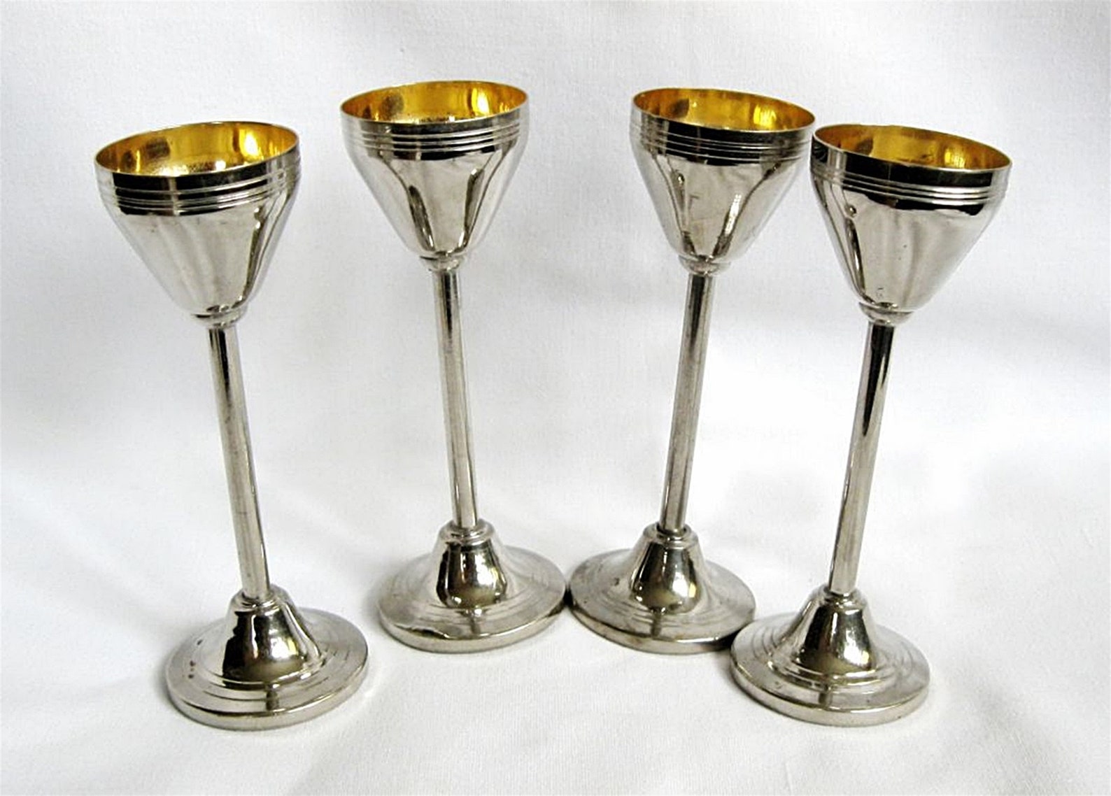 Vintage Metal Goblets Set of 4 Brass Shot Cups Gold Plated - Etsy